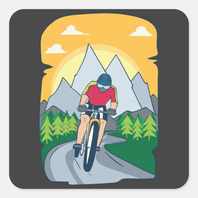 Funny Cycling Square Sticker | Zazzle