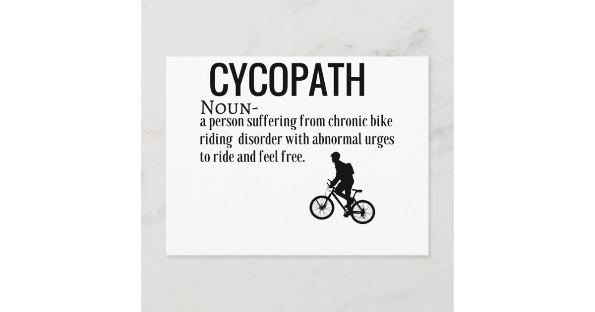 Funny Cycopath Noun Design Dictionary Definition Postcard | Zazzle