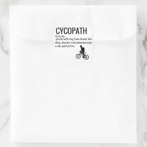 Funny Cycopath Noun Design Dictionary Definition Square Sticker | Zazzle