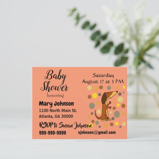 Funny Dachshund Dog Baby Shower Invitation Postcard | Zazzle