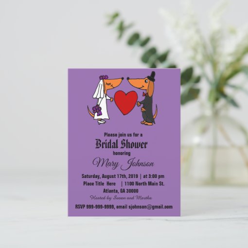 Funny Dachshund Dog Wedding Cartoon Invitation Postcard | Zazzle