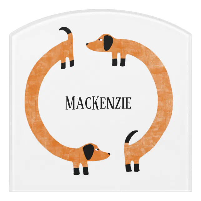 Funny Dachshund Sausage Dog Custom Name Door Sign | Zazzle