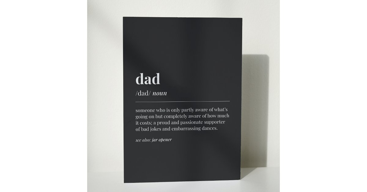 Funny Dad Definition Black Card | Zazzle