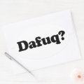 Funny dafuq humor oval sticker | Zazzle