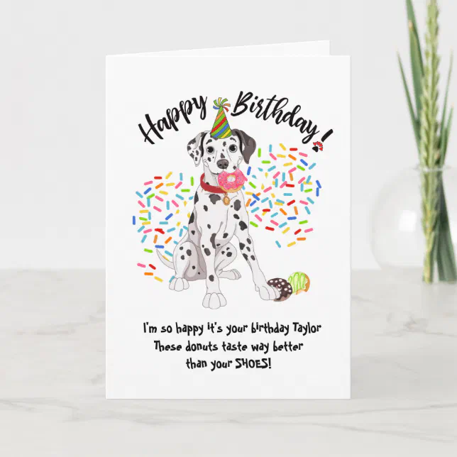 Funny Dalmatian Birthday Card Donuts | Zazzle