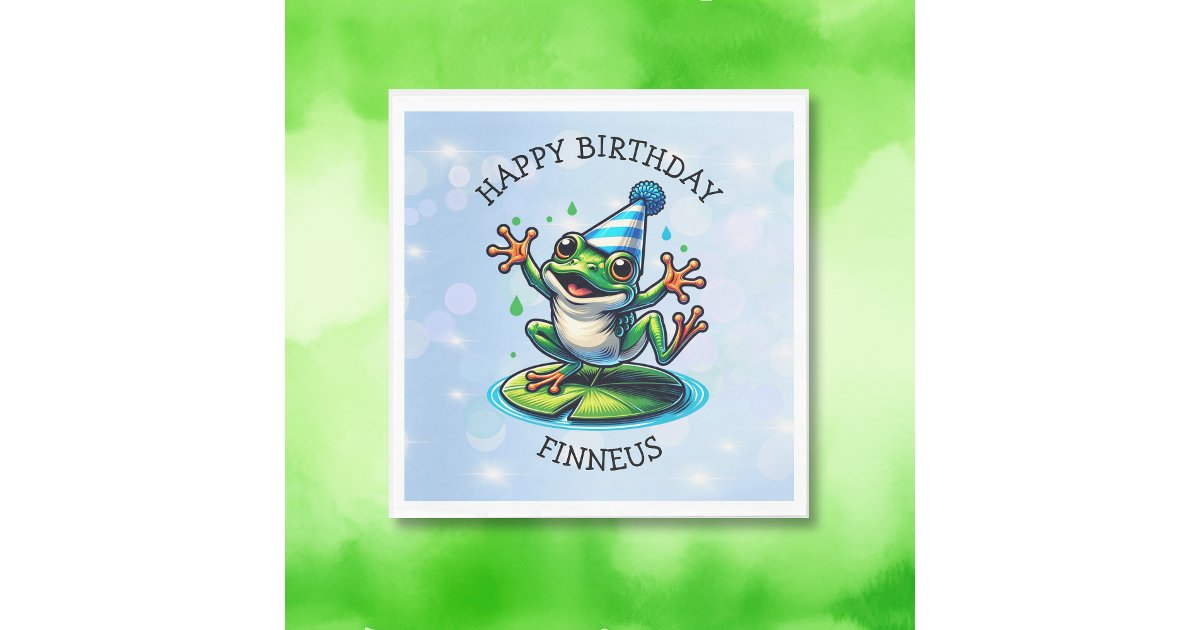 Funny Dancing Frog Personalized Birthday Napkins | Zazzle