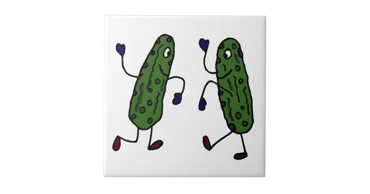 Funny Dancing Pickles Art Ceramic Tile | Zazzle