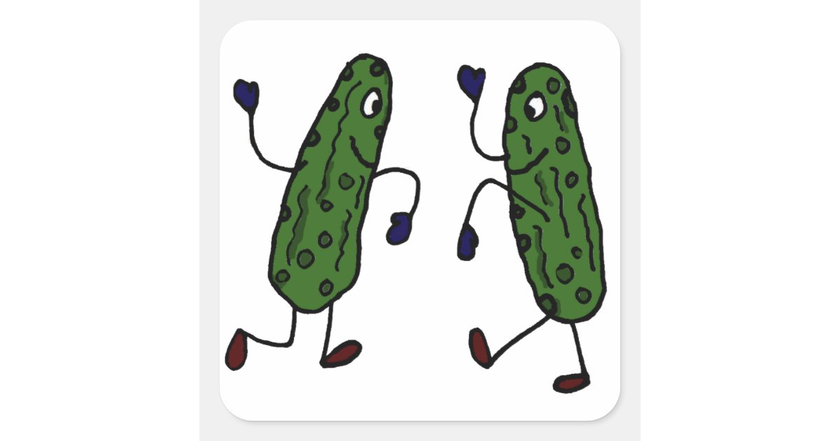 Funny Dancing Pickles Art Square Sticker | Zazzle