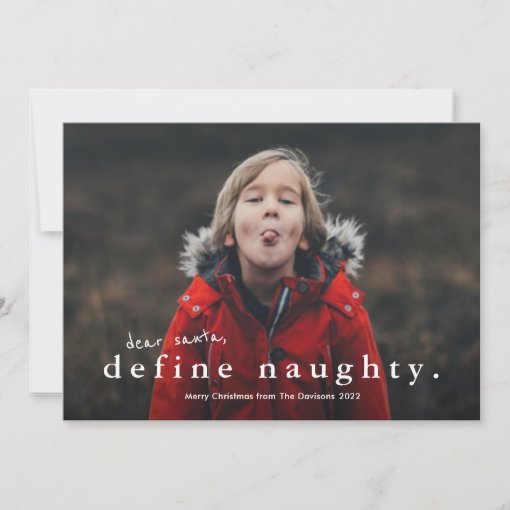 Funny Define Naughty Photo Christmas Holiday Card | Zazzle