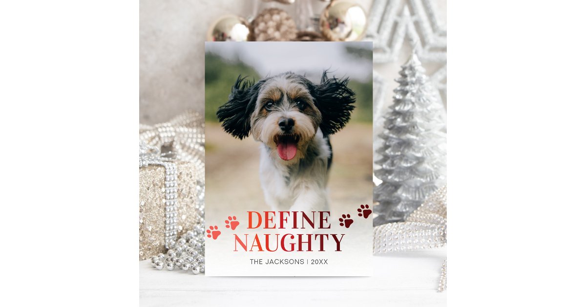 Funny Define Naughty Photo Christmas Holiday Card | Zazzle