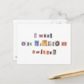 Funny Demand For Money Ransom Note Collage Postcard | Zazzle