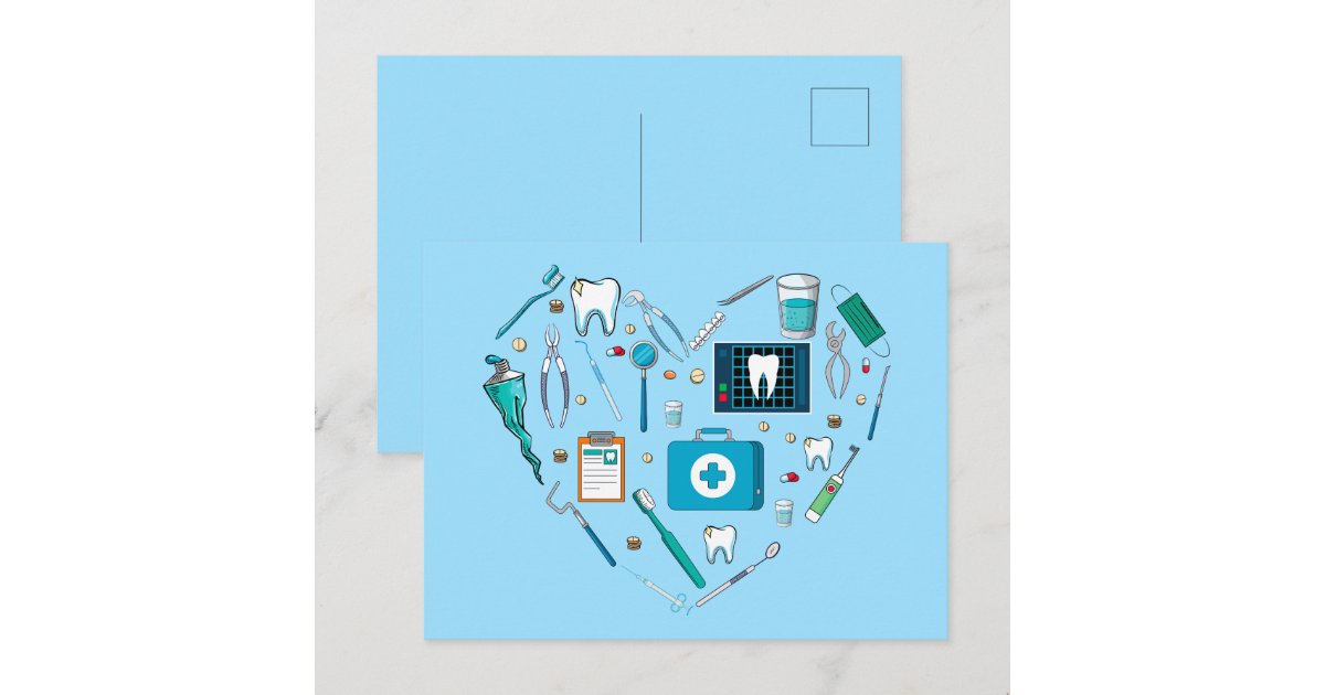 Funny Dental Dentist Tool Heart Postcard | Zazzle