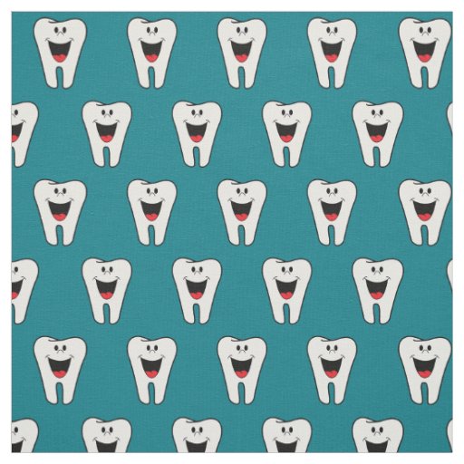 Funny Dentist Cute Tooth Pattern Fabric | Zazzle