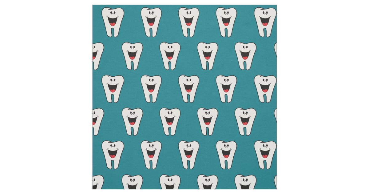 Funny Dentist Cute Tooth Pattern Fabric | Zazzle