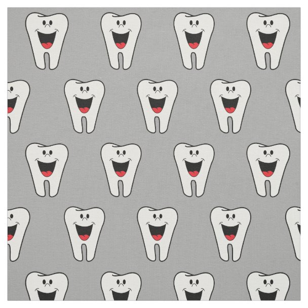 Funny Dentist Cute Tooth Pattern Fabric | Zazzle