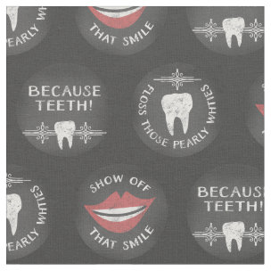 Funny Dentist Cute Tooth Pattern Fabric | Zazzle.com