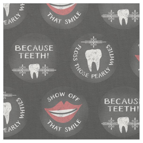 Cute Pediatric Dental Practice Tooth Pattern Fabric | Zazzle