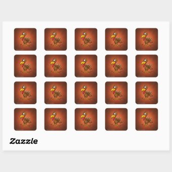 Funny Derp Turkey Cartoon Square Sticker | Zazzle