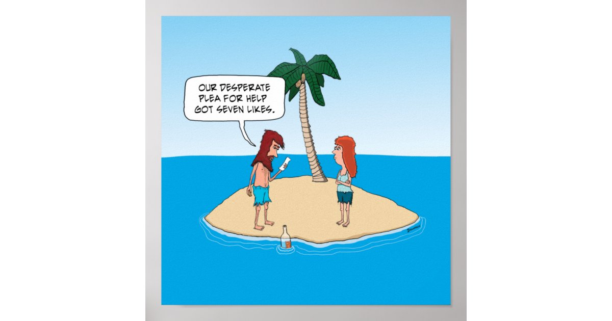 Funny Desert Island Message in a Bottle Poster | Zazzle