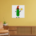 Funny Dill Pickle Wizard and Magic Wand Poster | Zazzle