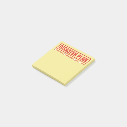 Funny "Disaster Plan" 3"x3" Post-it Notes | Zazzle