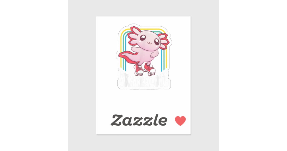 Funny Disco Roller Skate Axolotl Cute Salamander Sticker | Zazzle