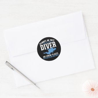 Funny Diver Scuba Diving Classic Round Sticker | Zazzle