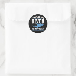Funny Diver Scuba Diving Classic Round Sticker | Zazzle