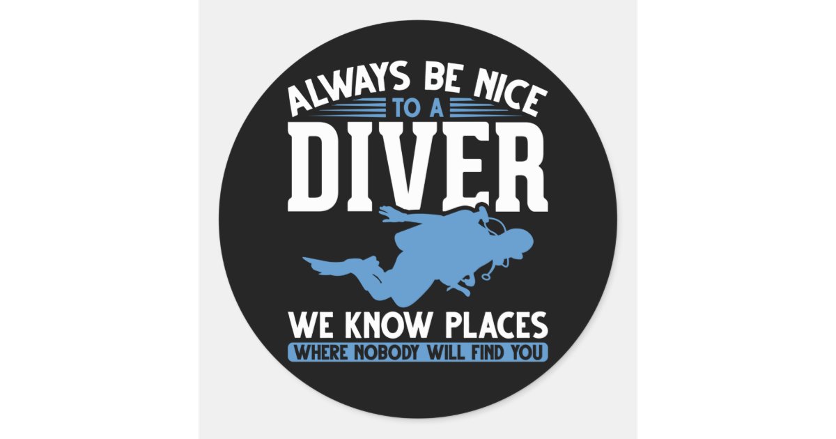 Funny Diver Scuba Diving Classic Round Sticker | Zazzle