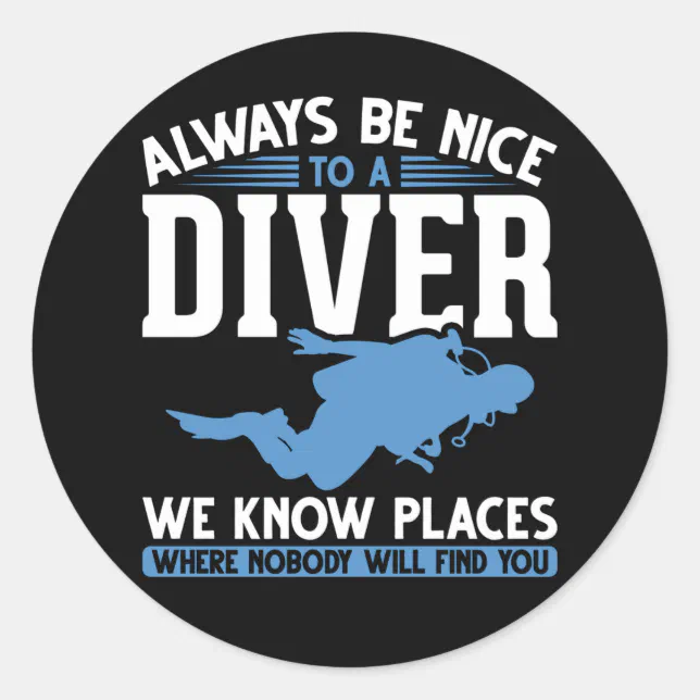 Funny Diver Scuba Diving Classic Round Sticker | Zazzle