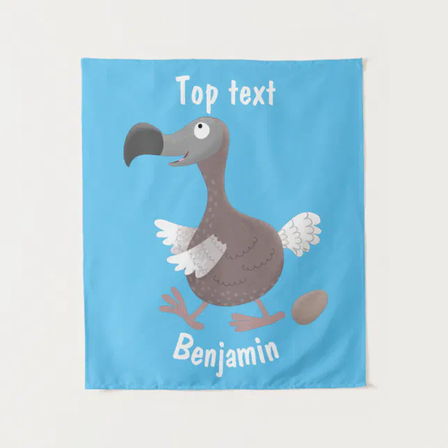 Funny dodo bird cartoon illustration tapestry | Zazzle