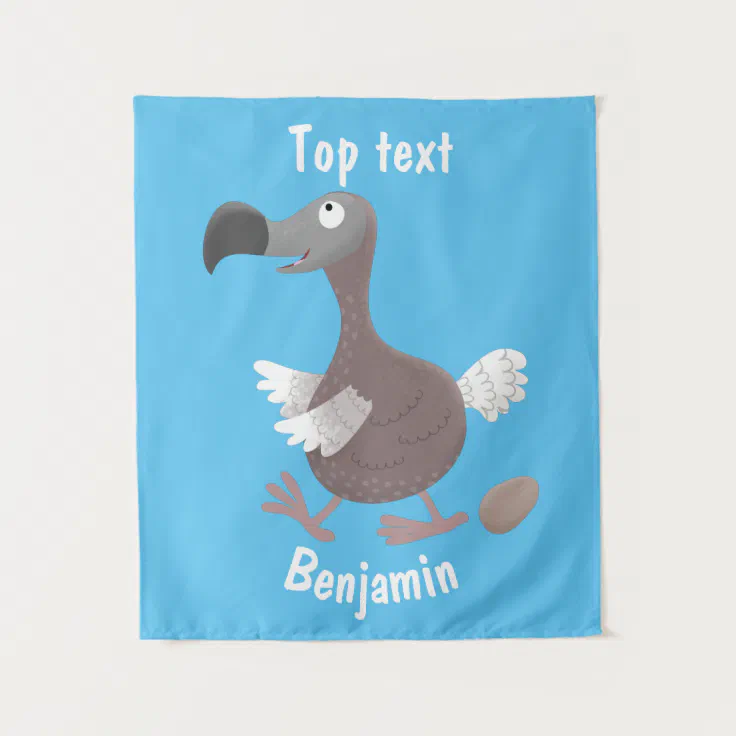 Funny dodo bird cartoon illustration tapestry | Zazzle