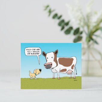 Funny Dog and Cow postcard | Zazzle