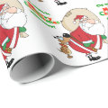 Funny Dog Biting Santa Christmas Wrapping Paper | Zazzle