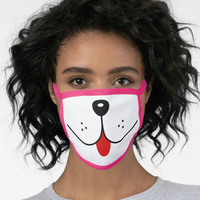 Funny Dog Face Mouth Red Tongue Dogs Nose Cute Face Mask | Zazzle