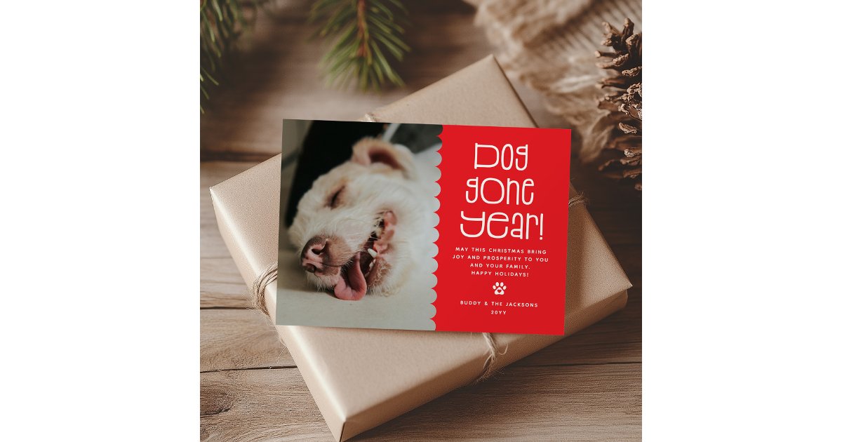 Funny 'Dog Gone Year' Pet Photo Holiday Card | Zazzle