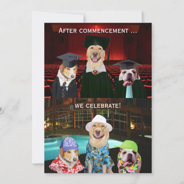 Funny Dog Graduation Party Invitation | Zazzle