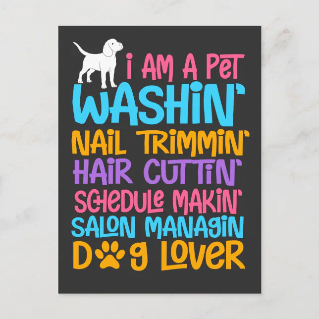 Funny Dog Groomer Quote Pet Witty Puppy Grooming Postcard | Zazzle