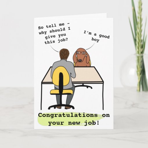 Funny dog illustration congratulations new job card | Zazzle