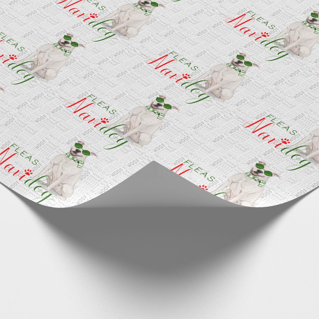 Funny Dog Lover Christmas White Pit Bull Wrapping Paper | Zazzle