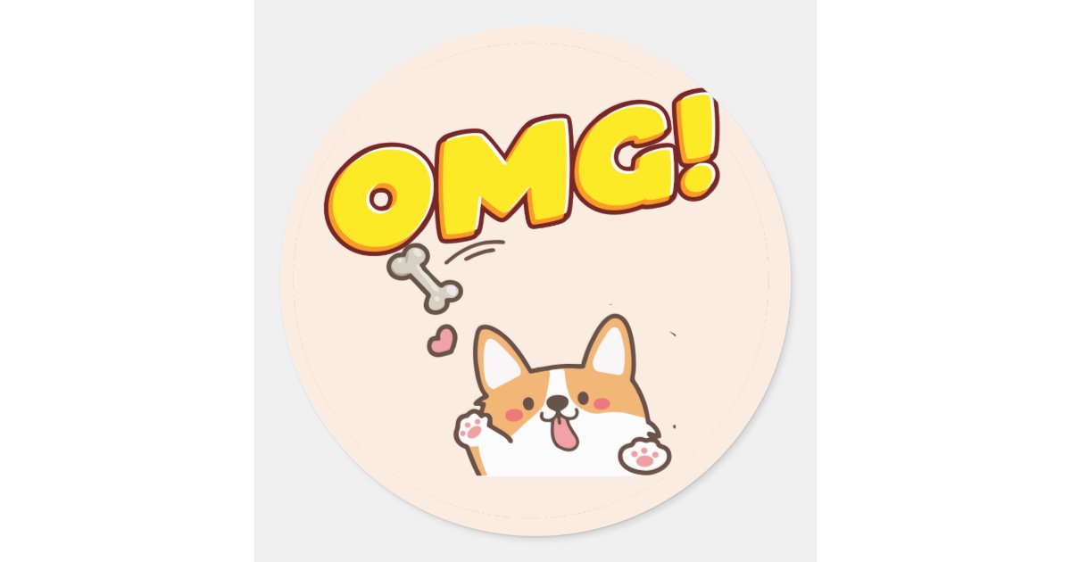 Funny Dog OMG Classic Round Sticker | Zazzle