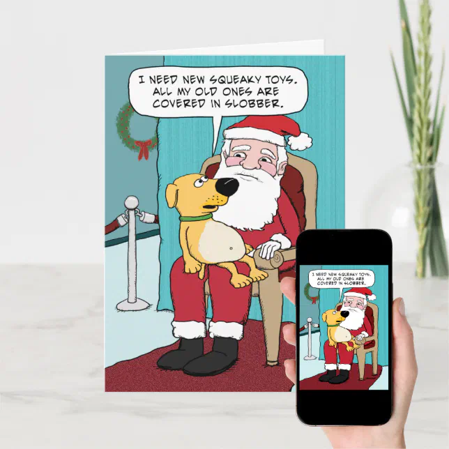 Funny Dog on Santa's Lap Christmas Holiday Card | Zazzle