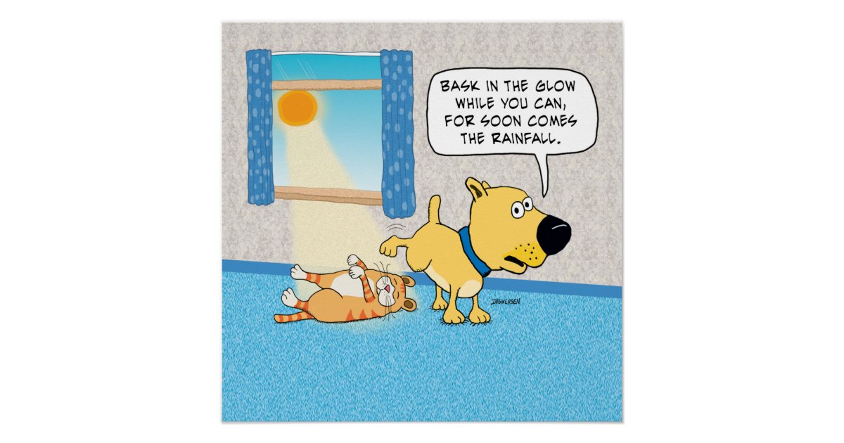 Funny Dog Peeing on Cat Poster | Zazzle