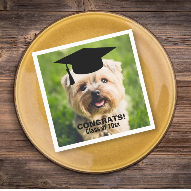 Funny Dog Photo Graduation Personalized Class of Napkins | Zazzle