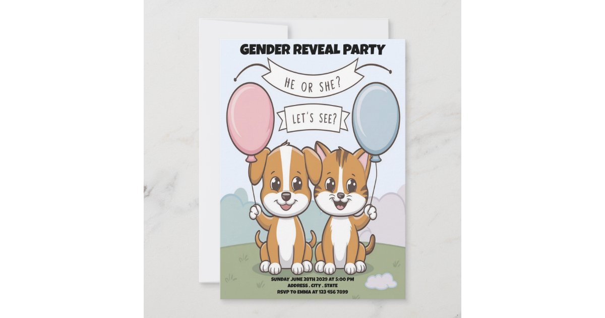 Funny Dog Reveal Gender Party Invitation | Zazzle
