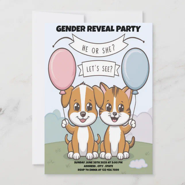 Funny Dog Reveal Gender Party Invitation | Zazzle