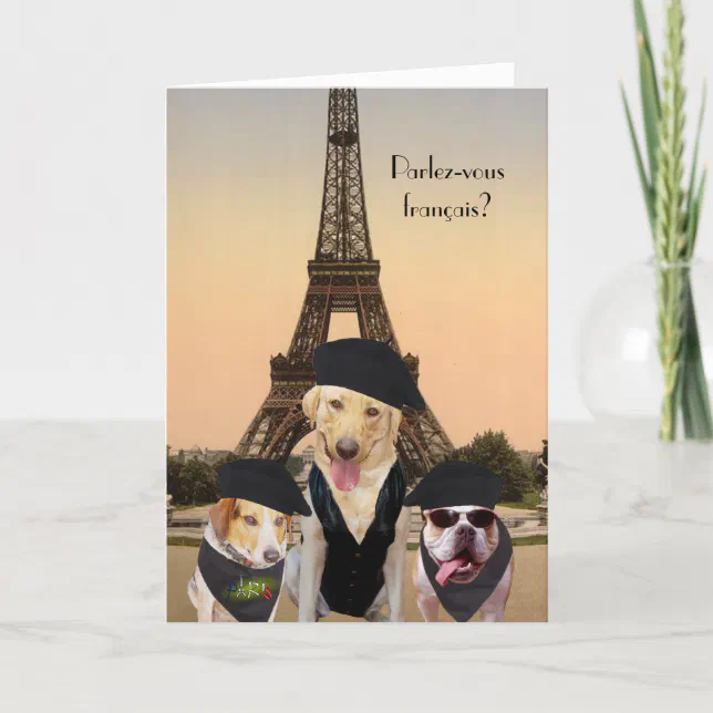 Funny Dogs French Birthday Card | Zazzle