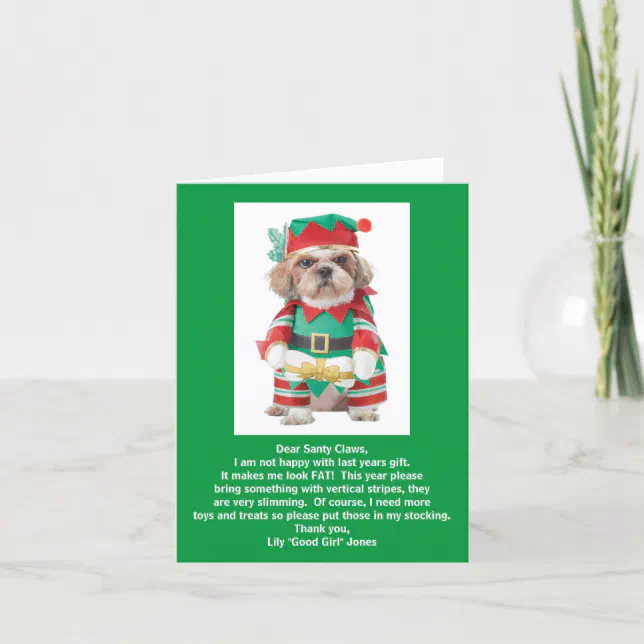 Funny Dog's Letter to Santa Claus Chritmas Card | Zazzle