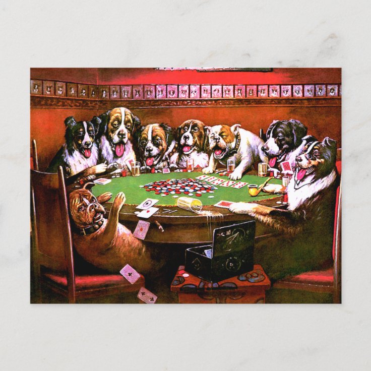 Funny Dogs Playing Poker Postcard | Zazzle