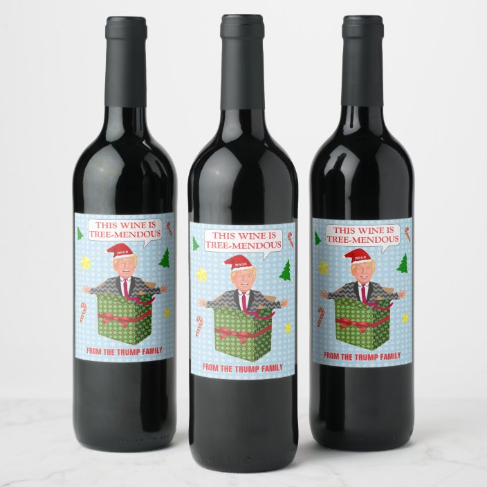 Funny Donald Trump Christmas Humor Tree-Mendous Wine Label | Zazzle.com